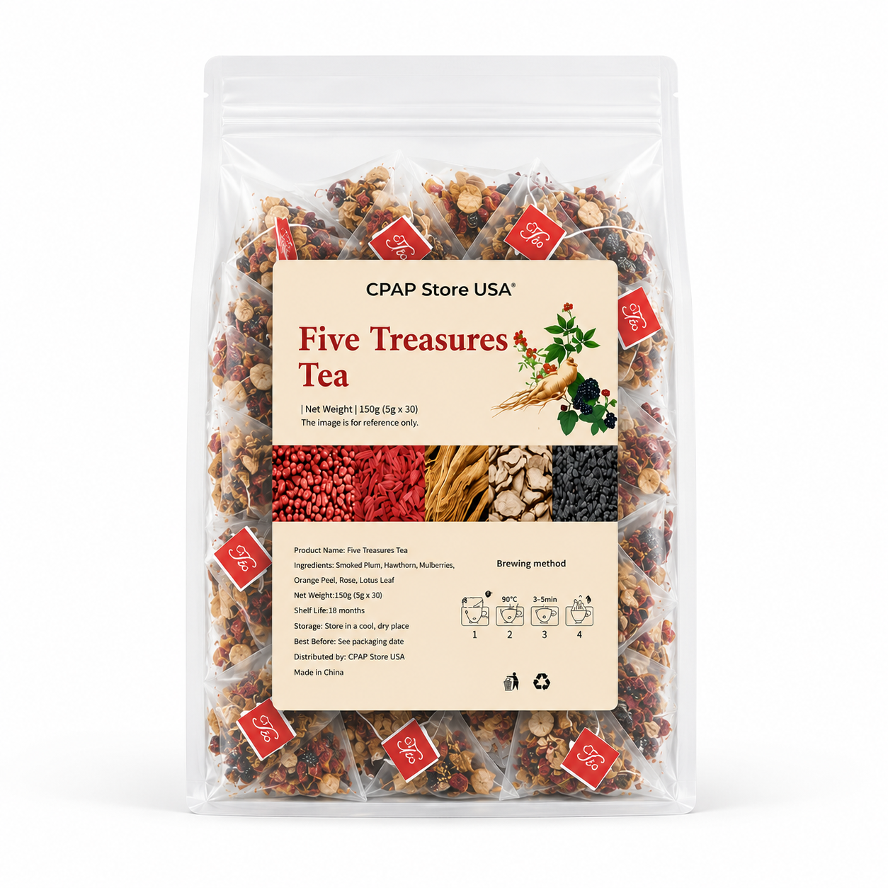 CPAP Store USA® Ginseng Five Treasures Herbal Tea with Red Dates ...